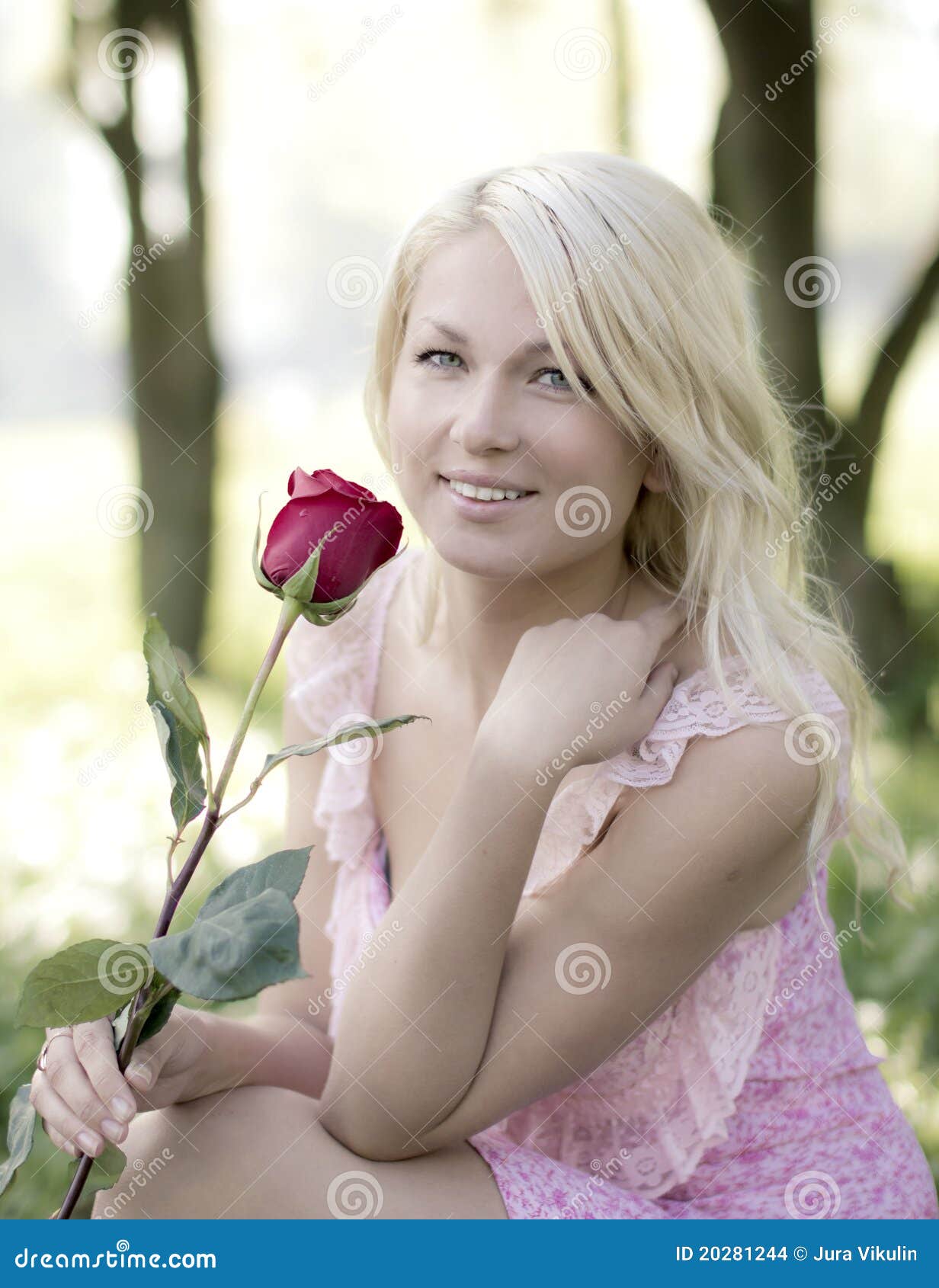 The girl and a rose stock photo. Image of floral, portrait - 20281244