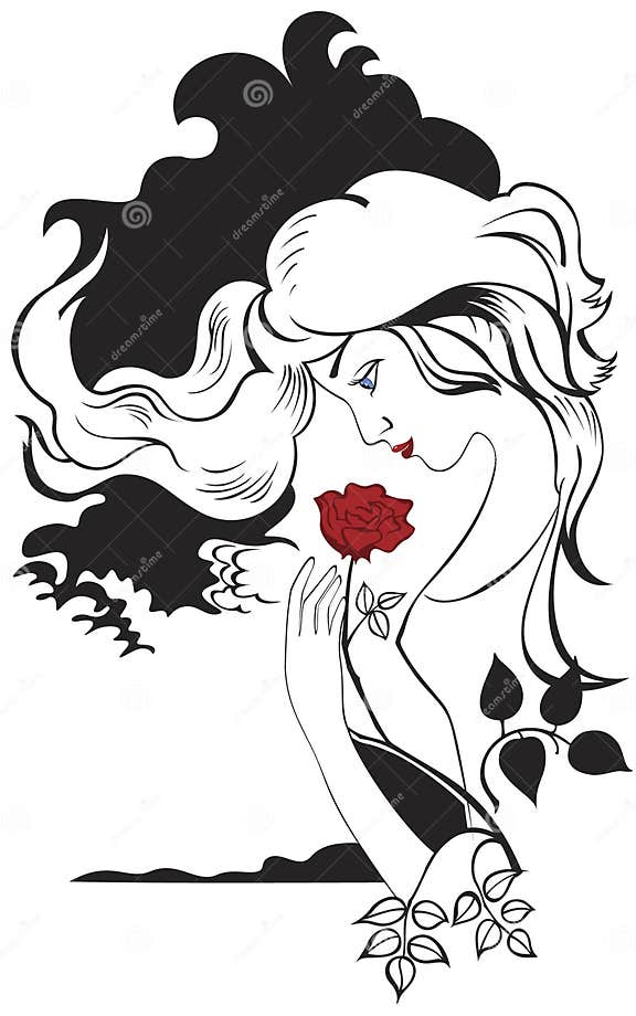 Girl with rose stock vector. Illustration of rose, abstract - 3823270