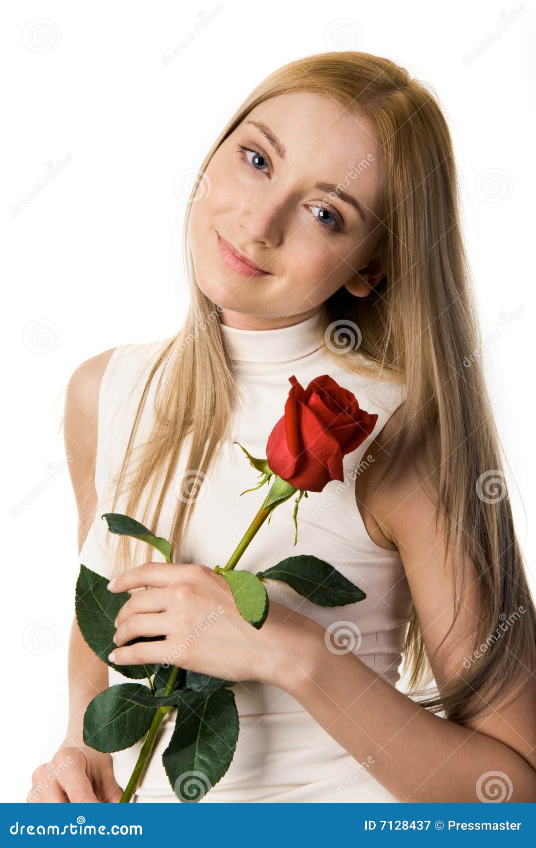 Girl with rose stock image. Image of elegant, makeup, female - 7128437