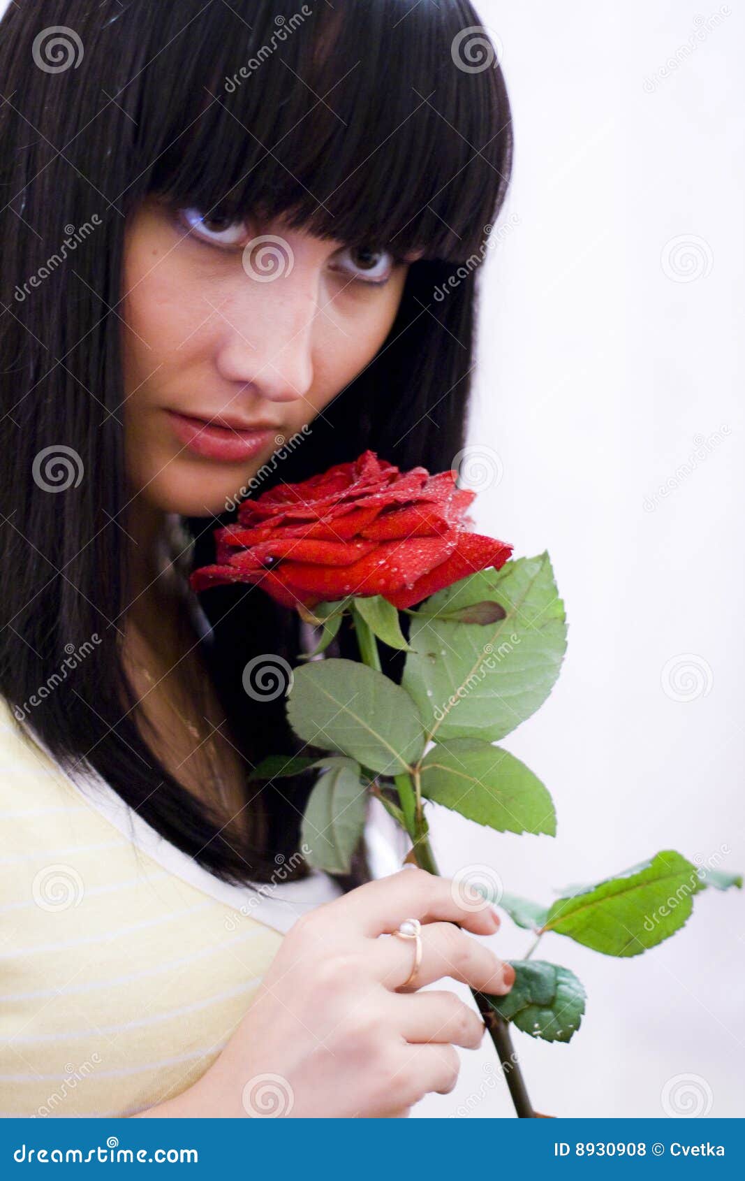 Girl and rose stock photo. Image of blue, beautiful, naive - 8930908