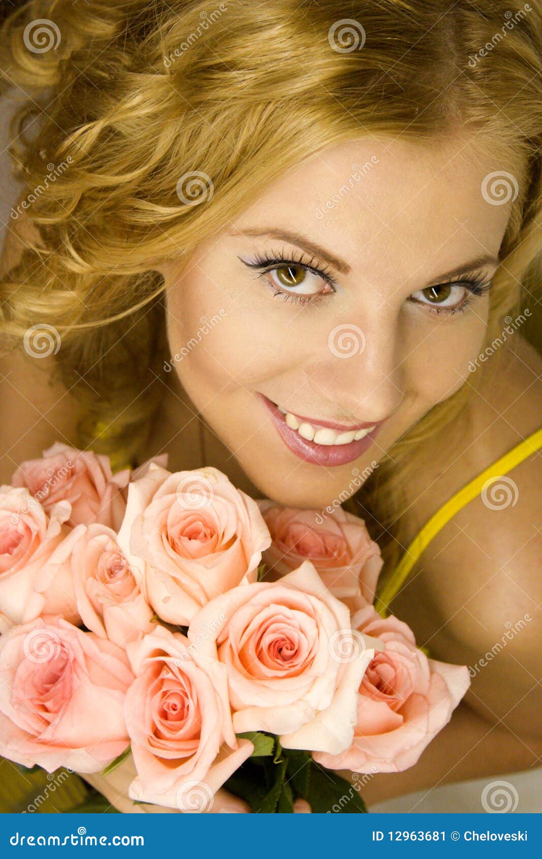 Girl with roses stock image. Image of pretty, alone, cute - 12963681