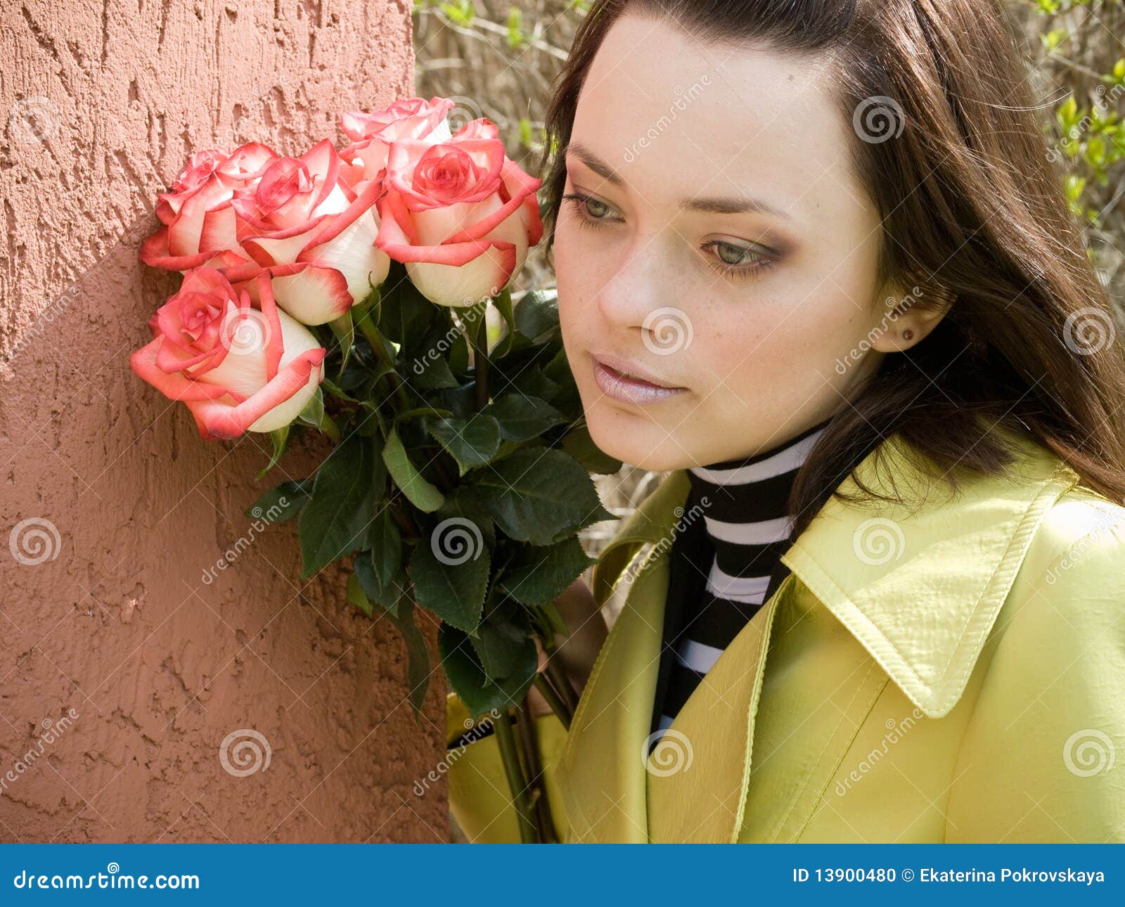 Girl with roses stock photo. Image of serene, expression - 13900480