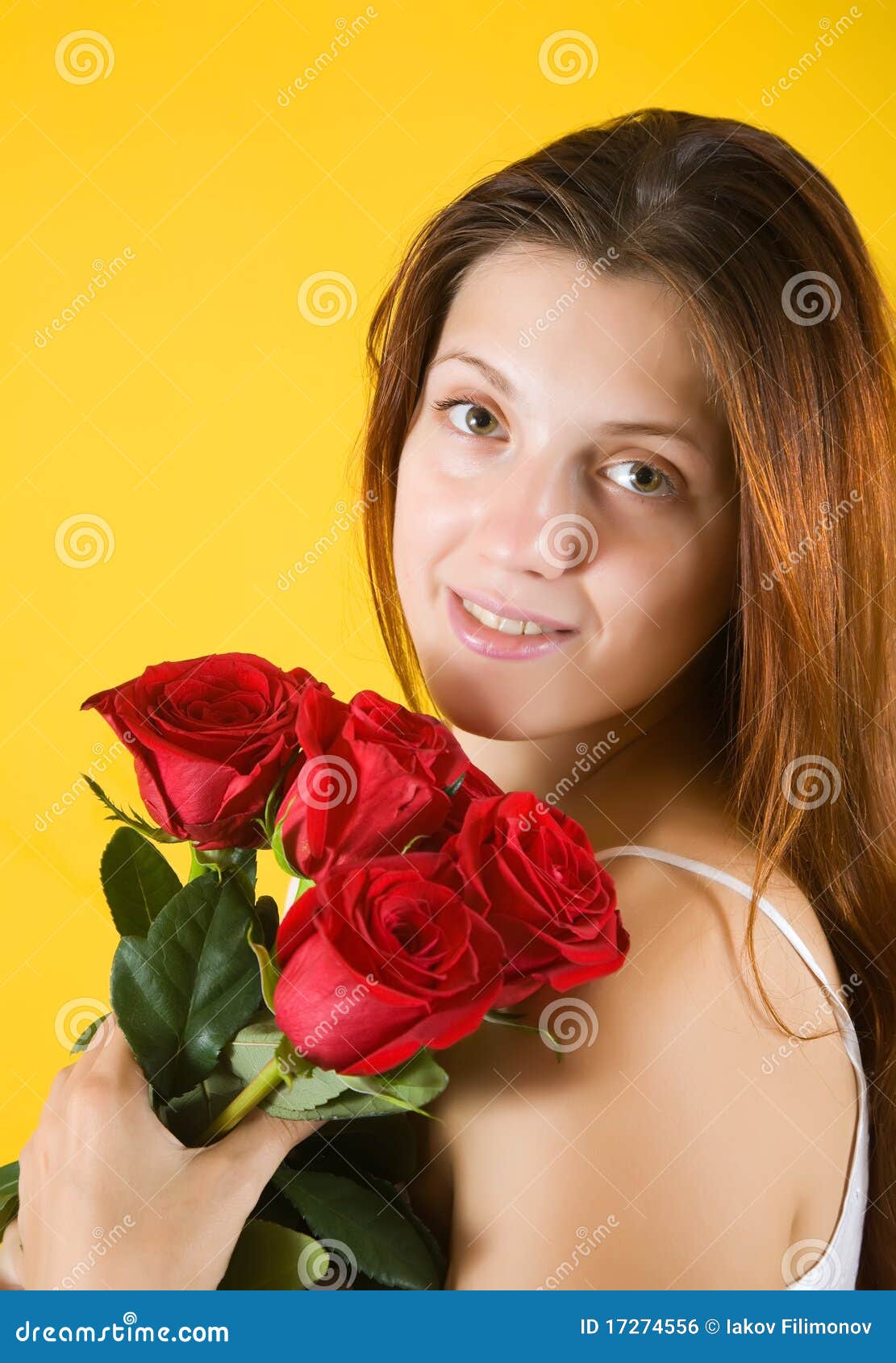 Girl with roses stock photo. Image of flower, sensual - 17274556