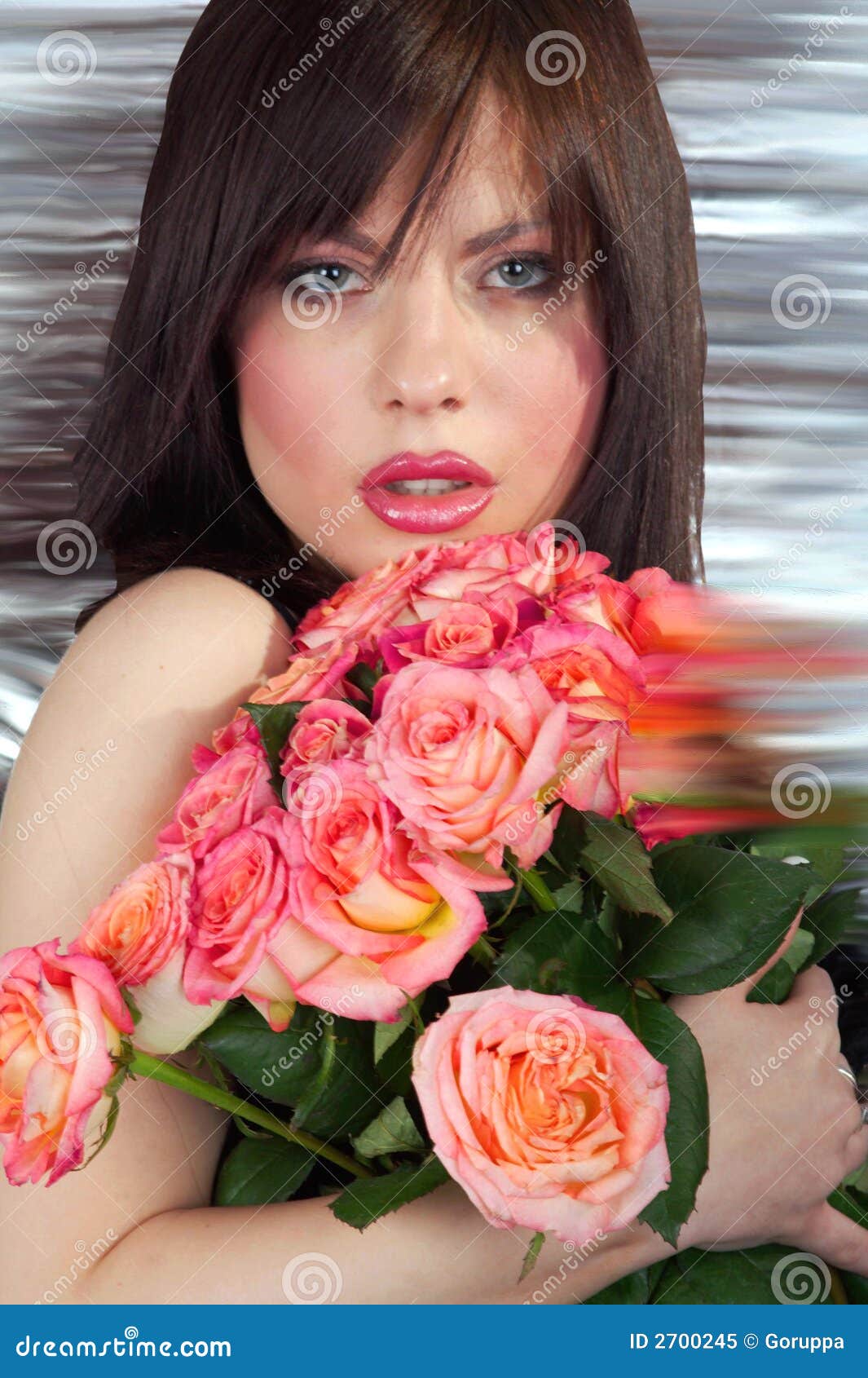 The girl and roses stock image. Image of fashion, bouquet - 2700245