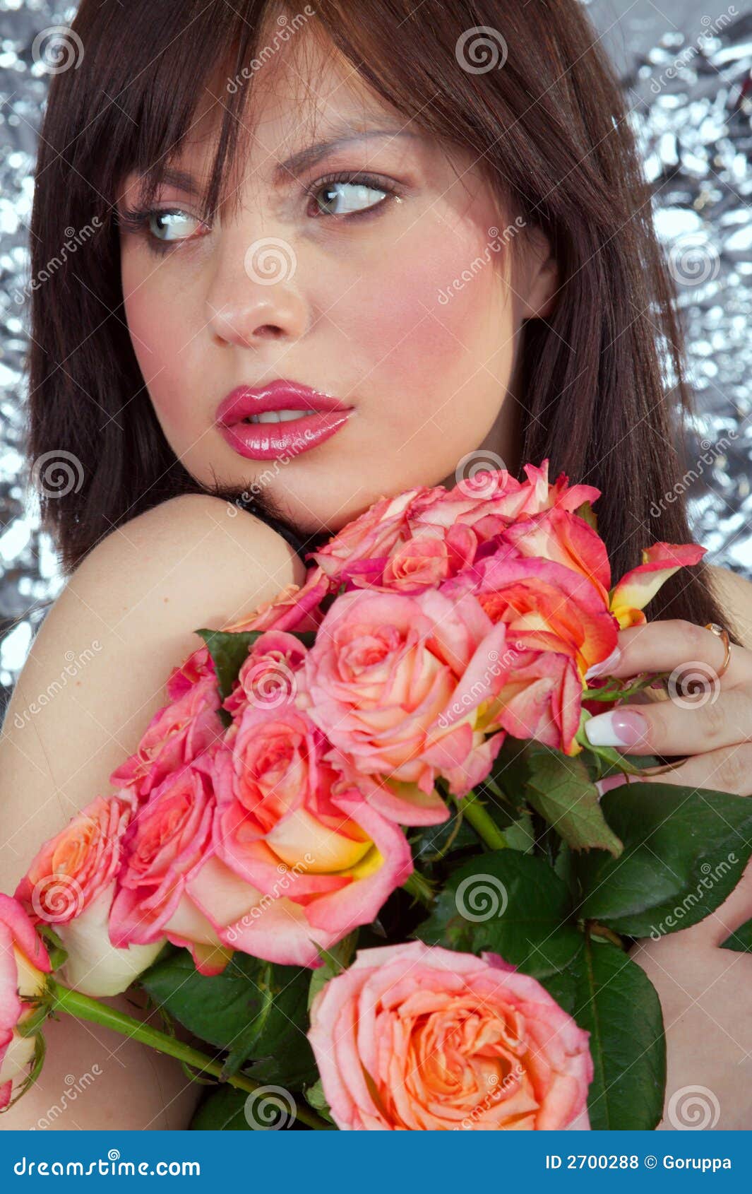 The girl and roses stock photo. Image of nice, adult, buds - 2700288