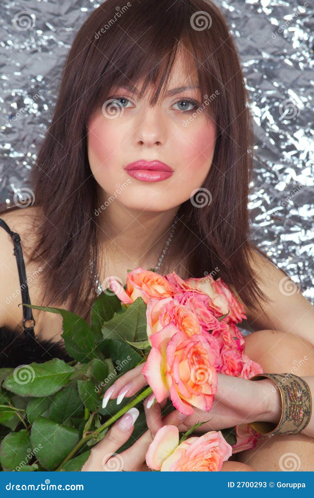 The girl and roses stock image. Image of dress, hybrid - 2700293