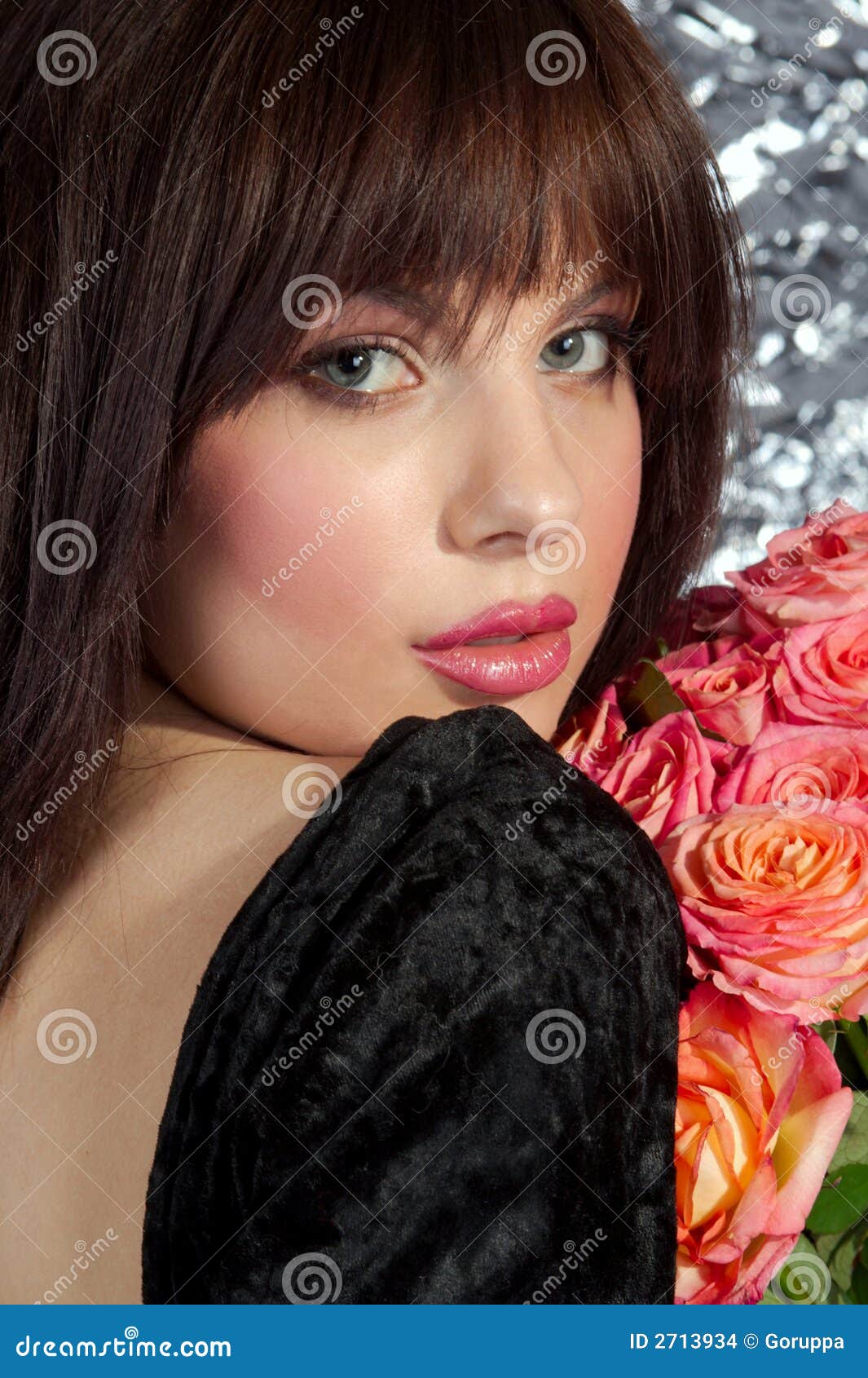 The girl and roses stock photo. Image of grunge, portrait - 2713934
