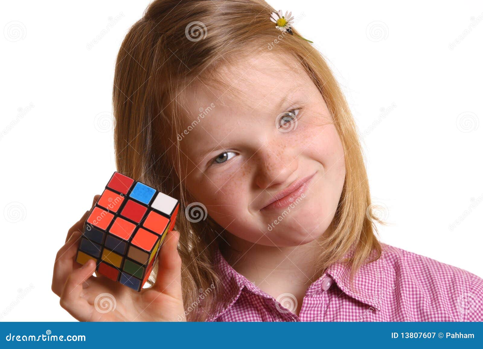 Girl with Rubik s cube editorial photography. Image of happy - 13807607