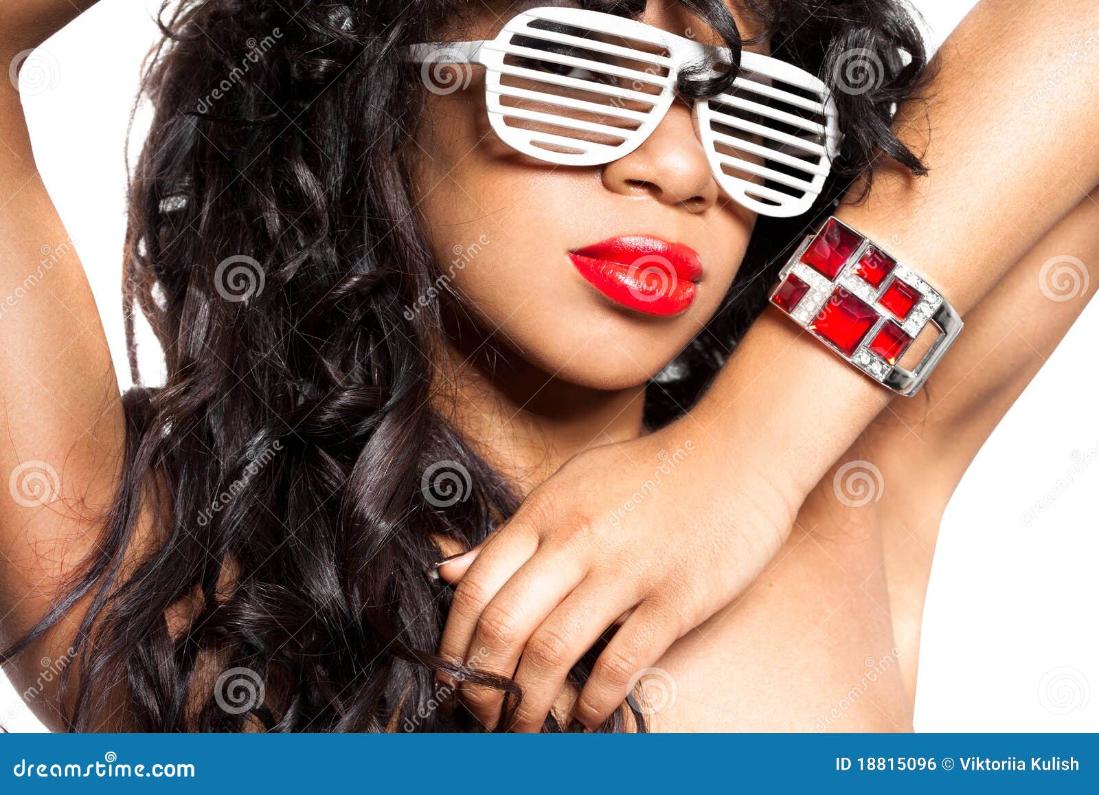 Girl with a ruby bracelet stock photo. Image of crystals - 18815096