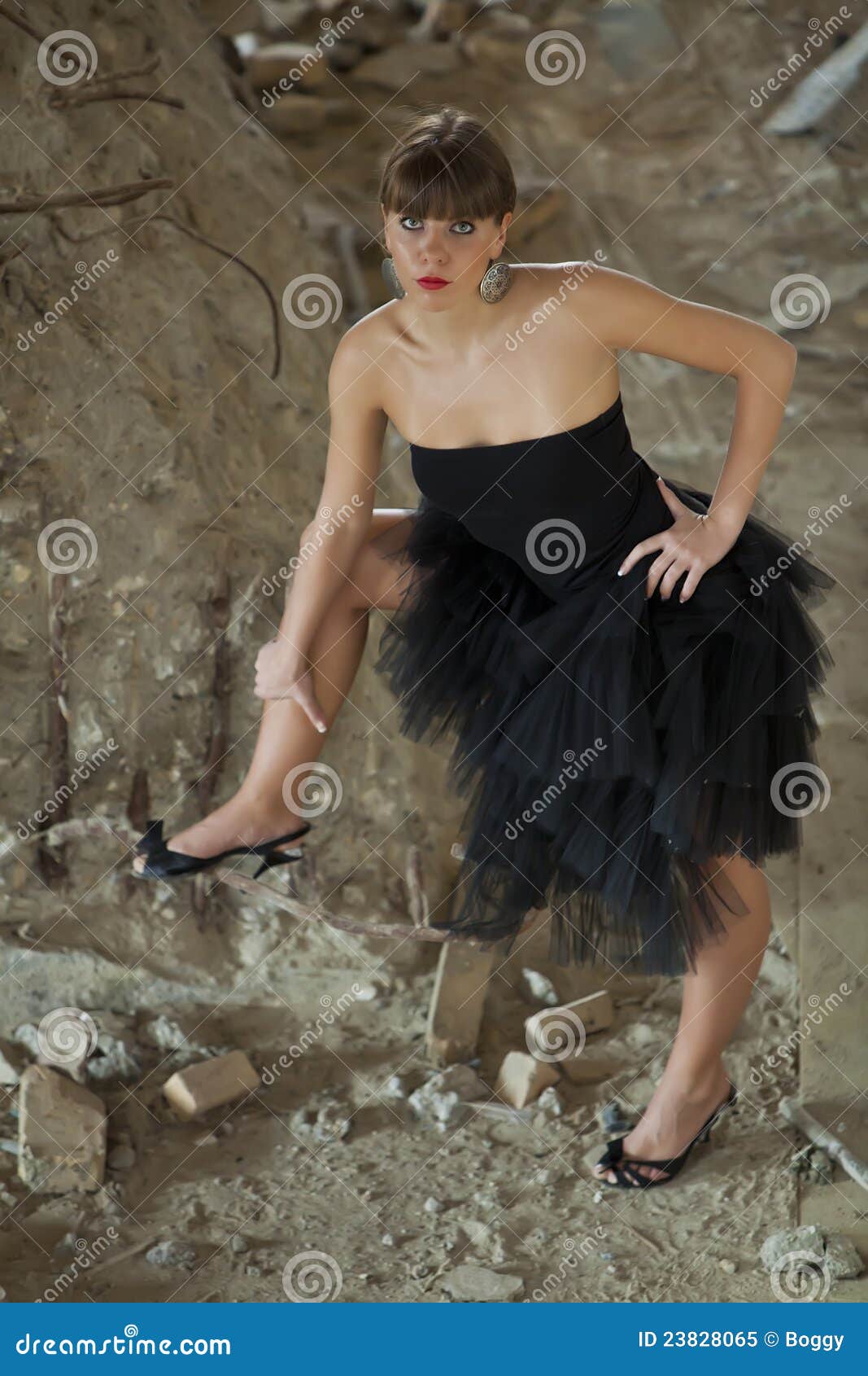 Girl in the ruins stock image. Image of concept, dress - 23828065