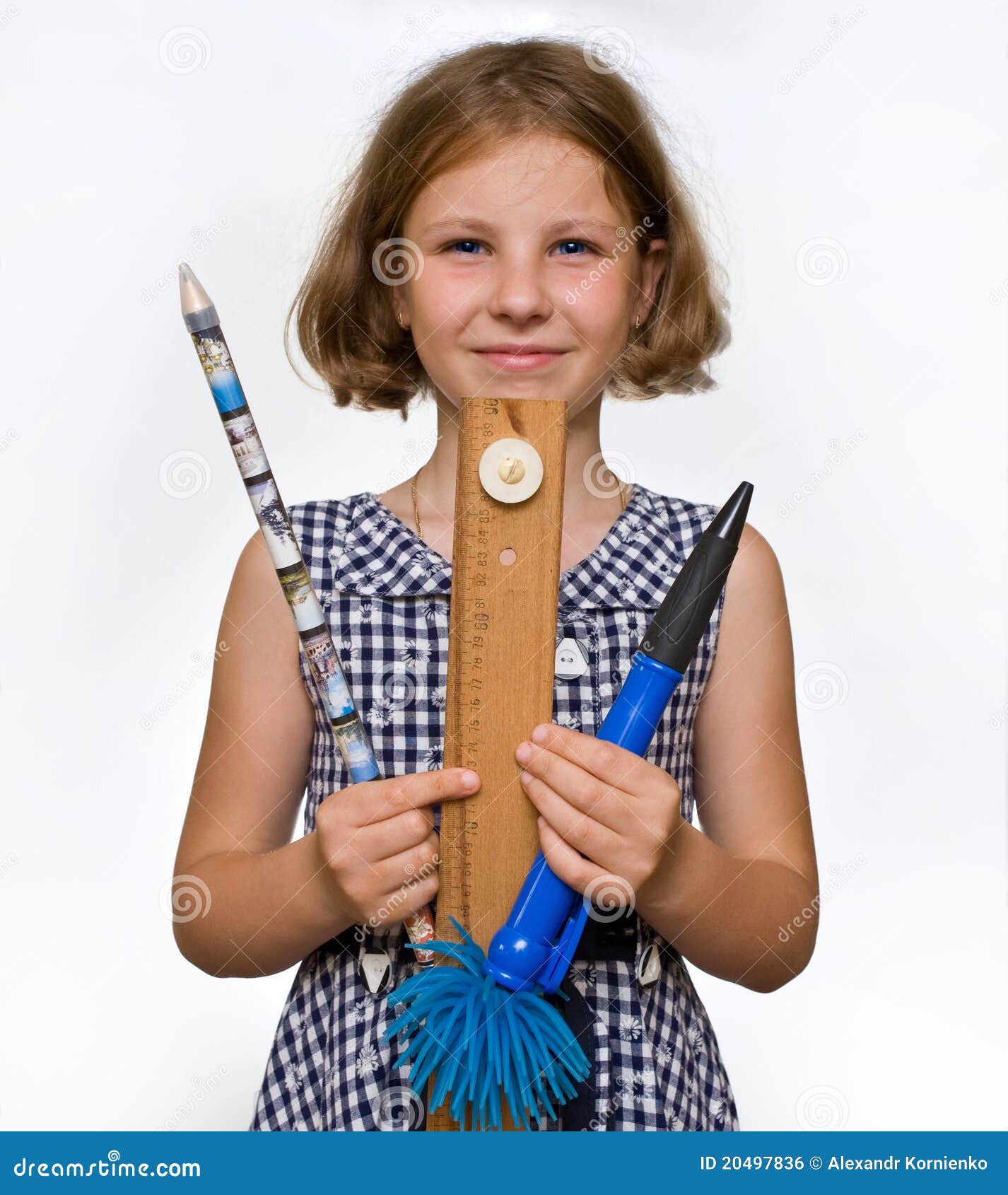 Girl with a ruler stock photo. Image of beautiful, funny - 20497836