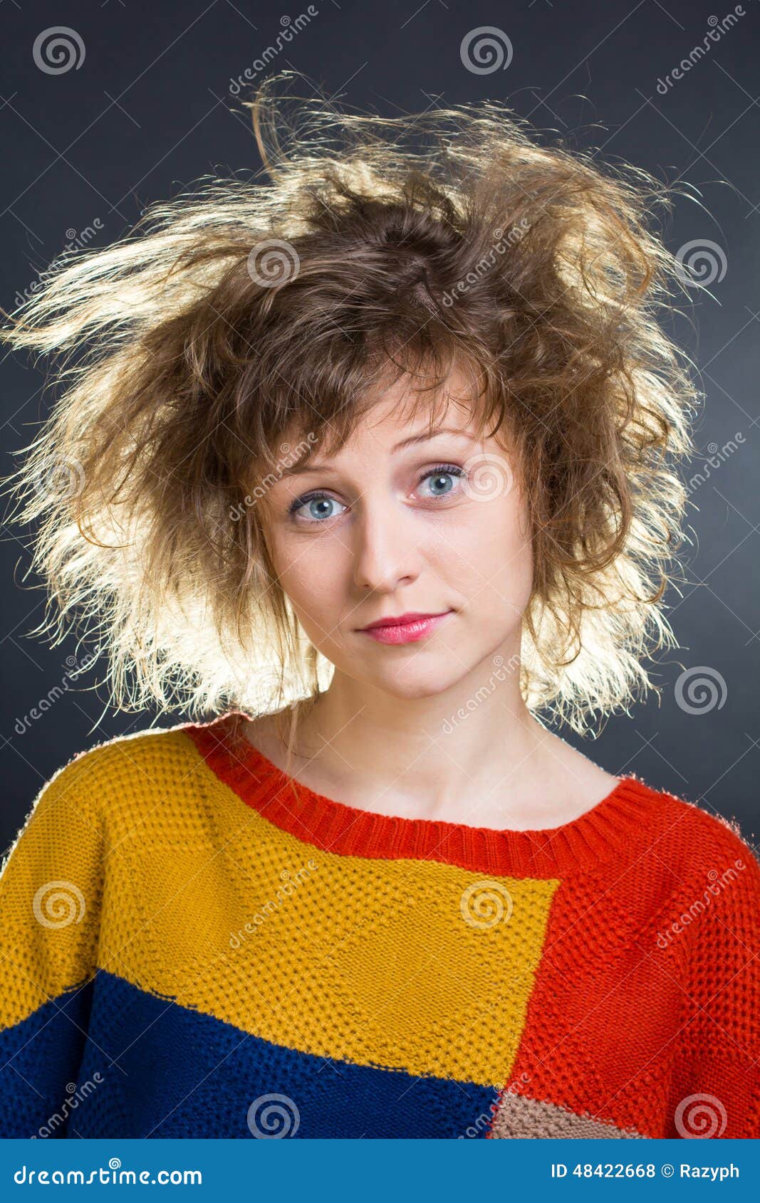 Girl with rumpled hair stock photo. Image of beauty, deep - 48422668