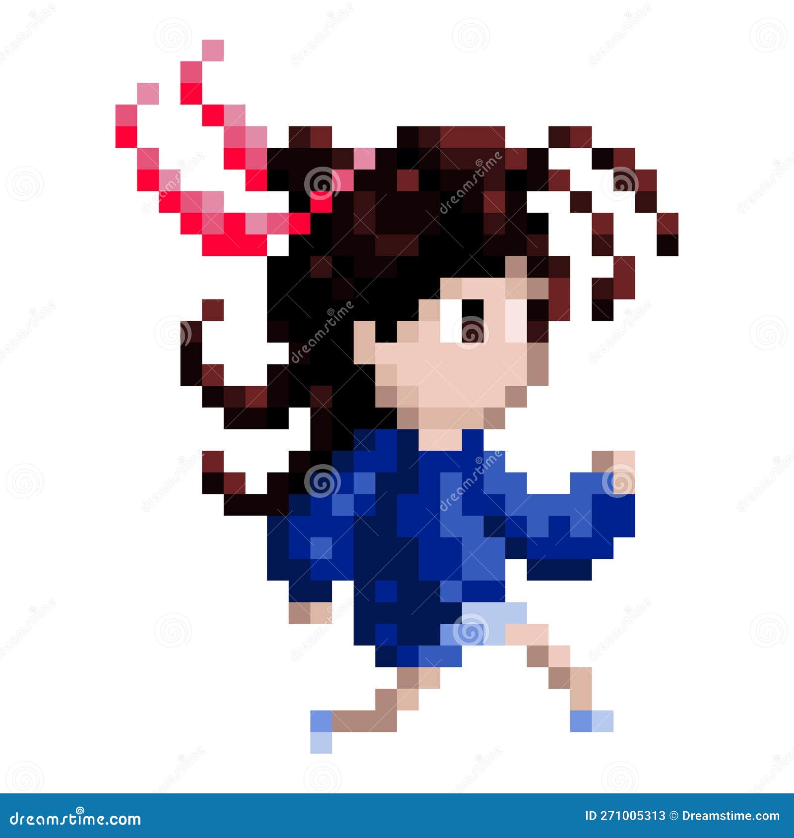 Girl Run Running Pixel Art Vector Illustration Stock Vector - Illustration of vector, young ...