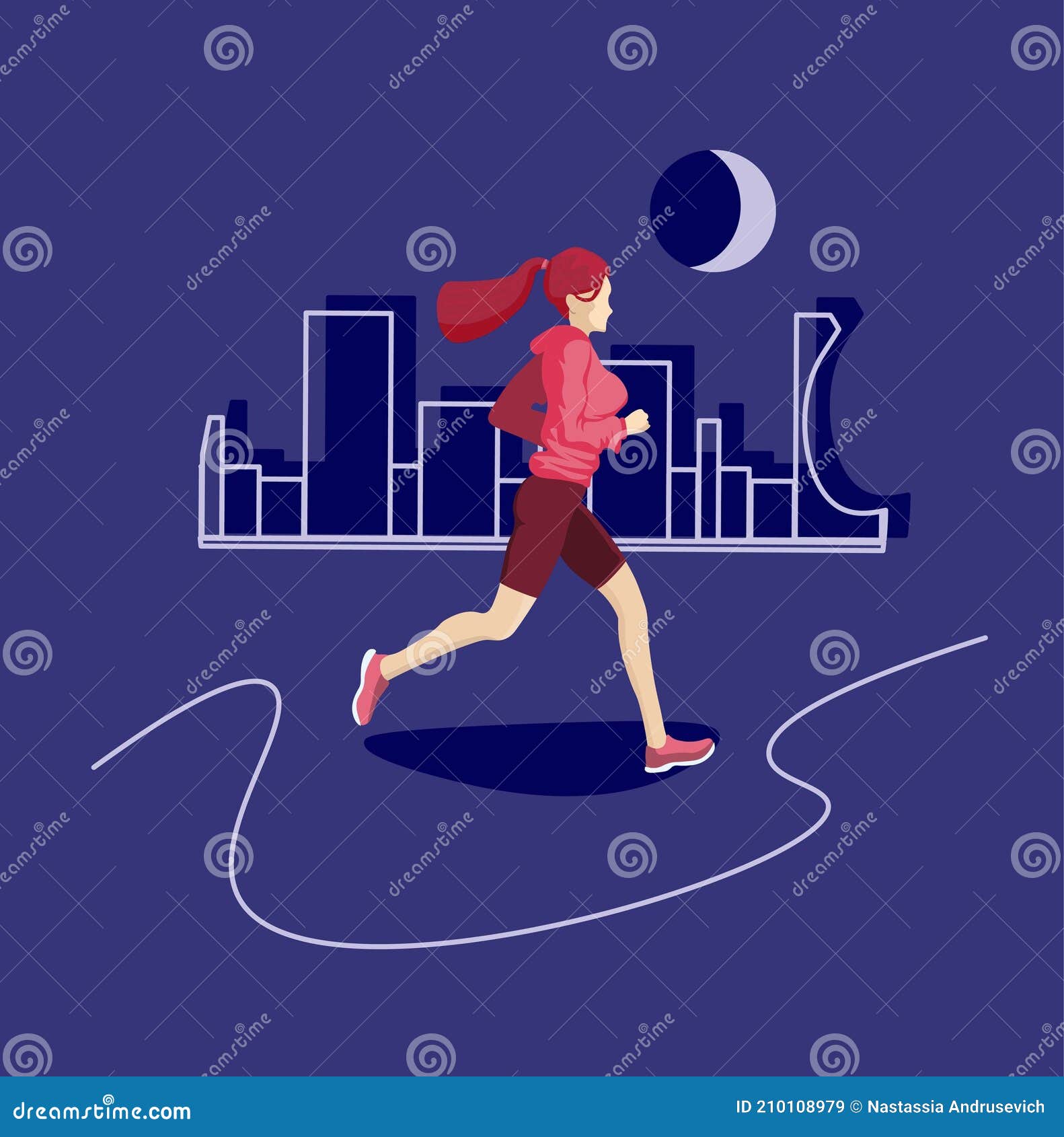 The girl is running stock illustration. Illustration of vector - 210108979