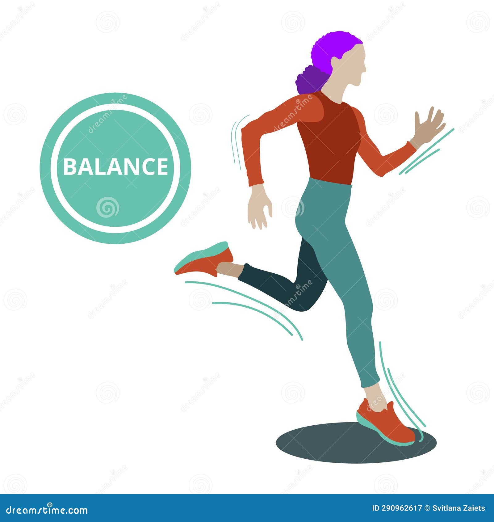 The Girl is Running. Balance in Motion. Vector Illustration Stock ...