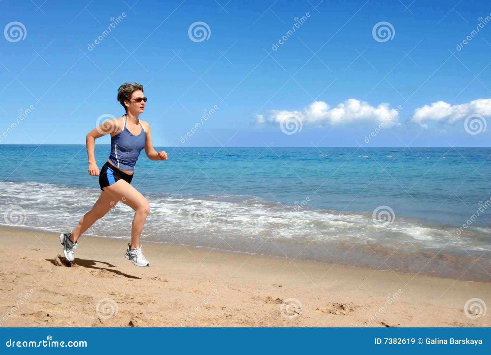 Girl running on the beach stock image. Image of outside - 7382619