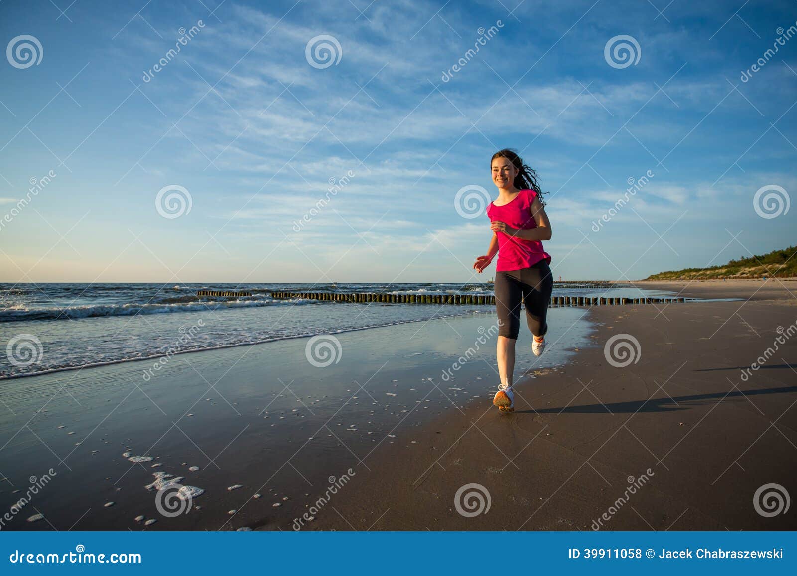 Girl running on beach stock photo. Image of child, ocean - 39911058