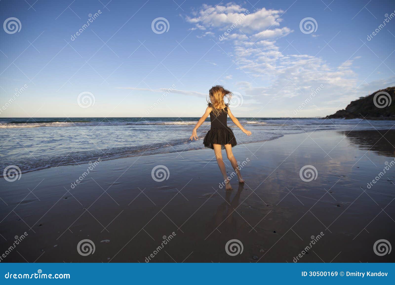 Girl Running on the Beach stock image. Image of ocean - 30500169
