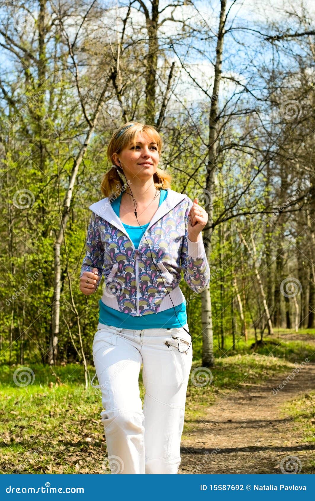 Girl running in forest stock photo. Image of grass, person - 15587692