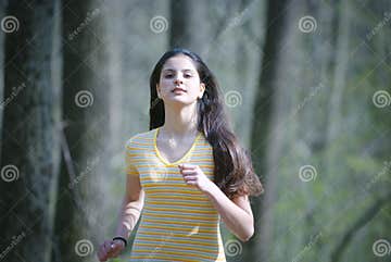 Girl Running in Forest stock photo. Image of lovely, running - 2488770