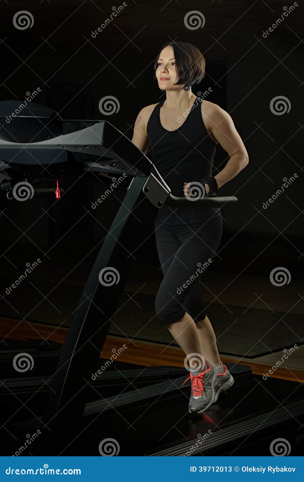 Girl on the Running Machine Stock Image - Image of training, running ...