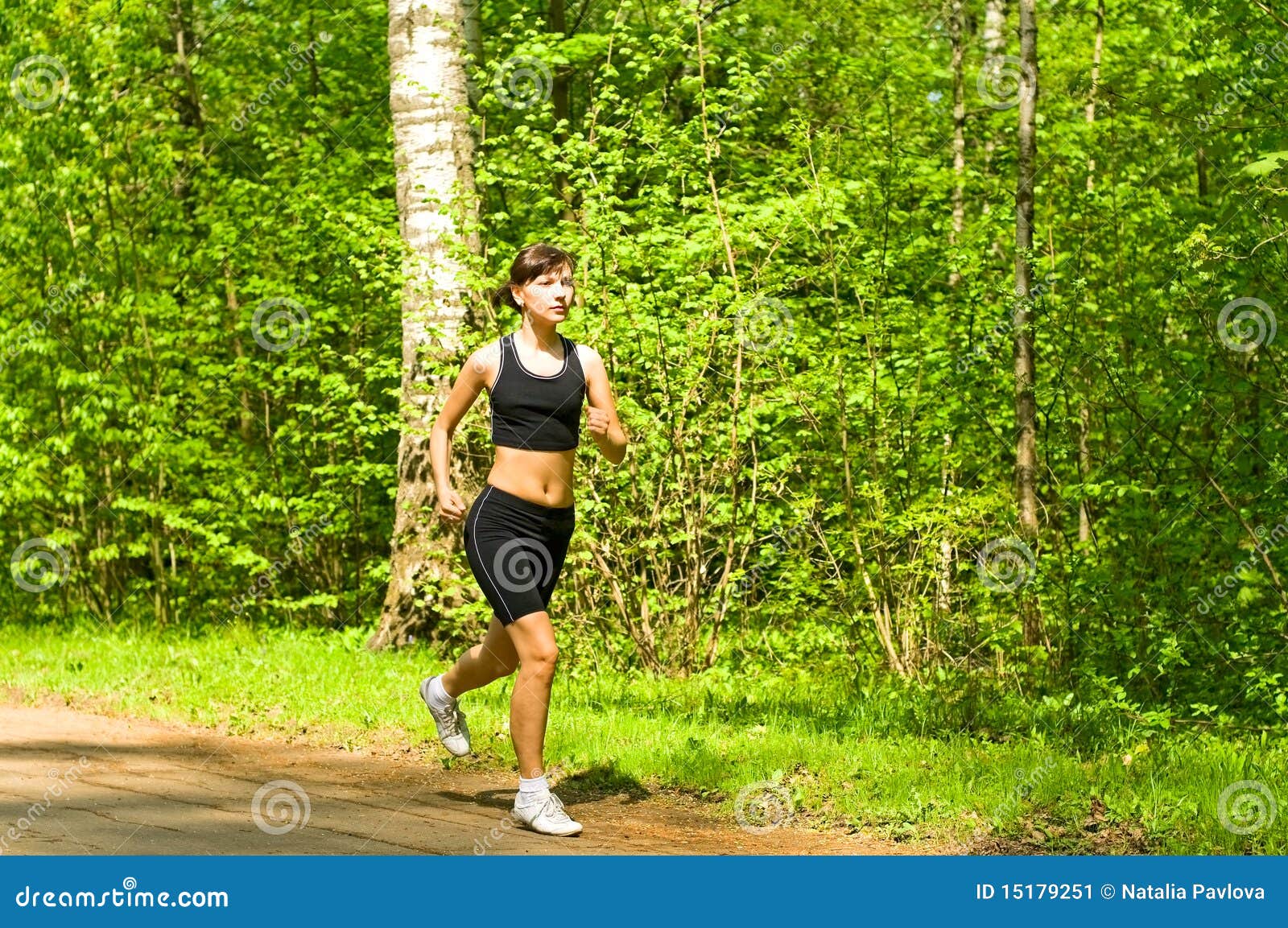 Girl running in park stock image. Image of jogging, white - 15179251