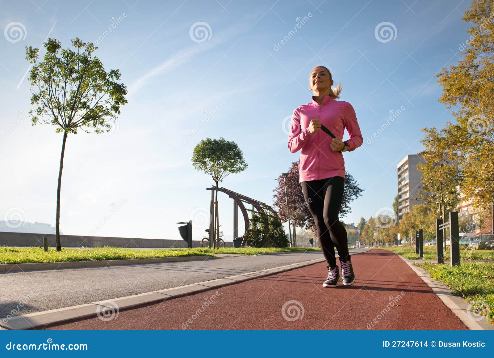 Girl Running on the Road in the City Stock Photo - Image of park ...