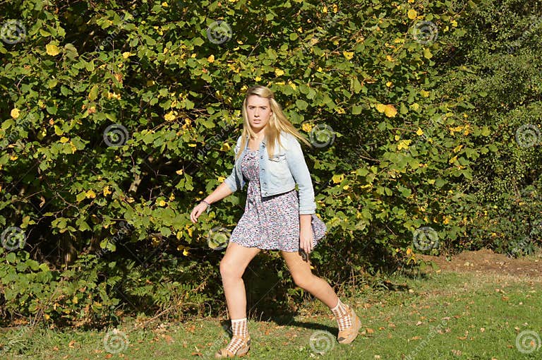 Girl Running Scared stock image. Image of outdoors, young - 21606307