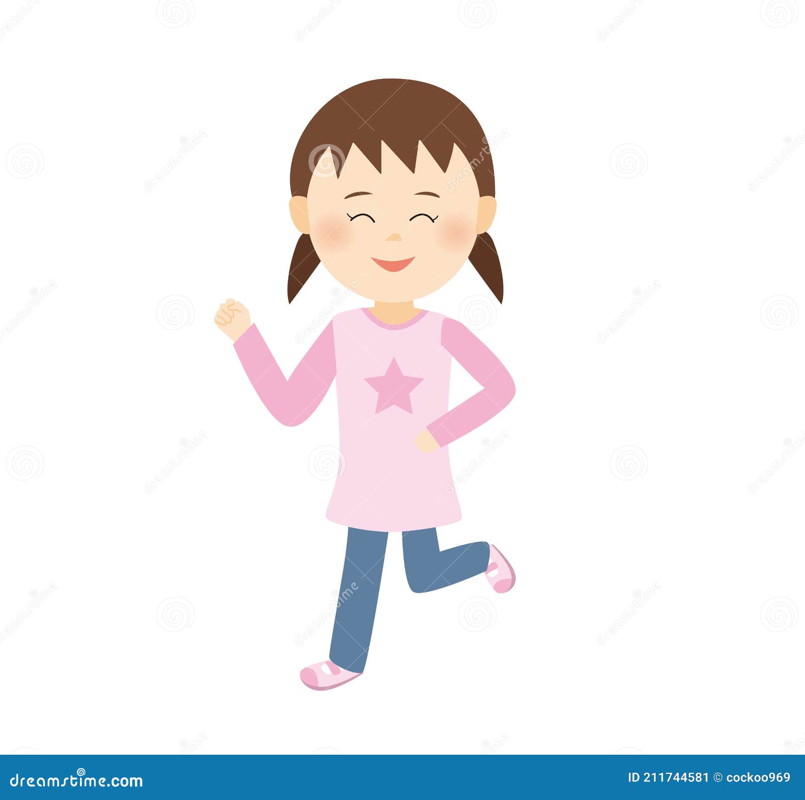 Girl running with a smile stock vector. Illustration of happily - 211744581