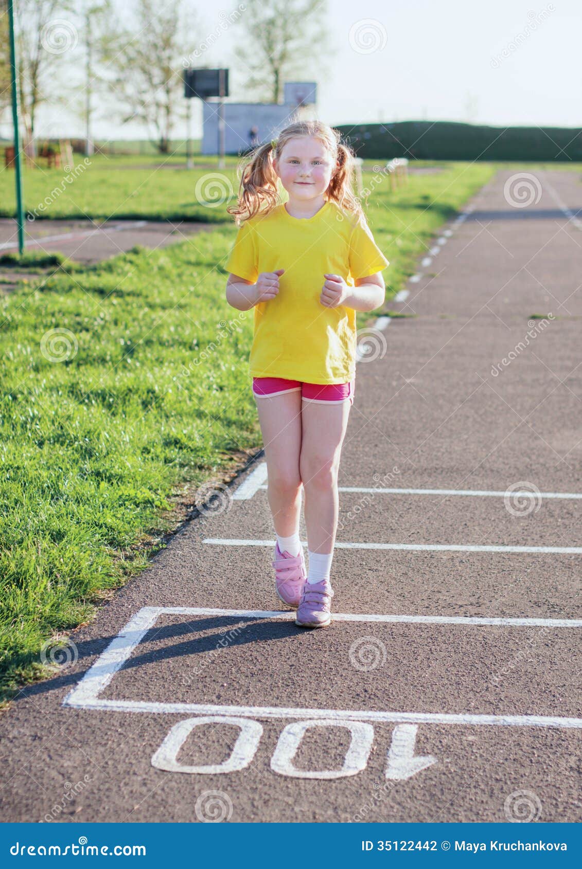 Girl running on track stock photo. Image of youth, young - 35122442