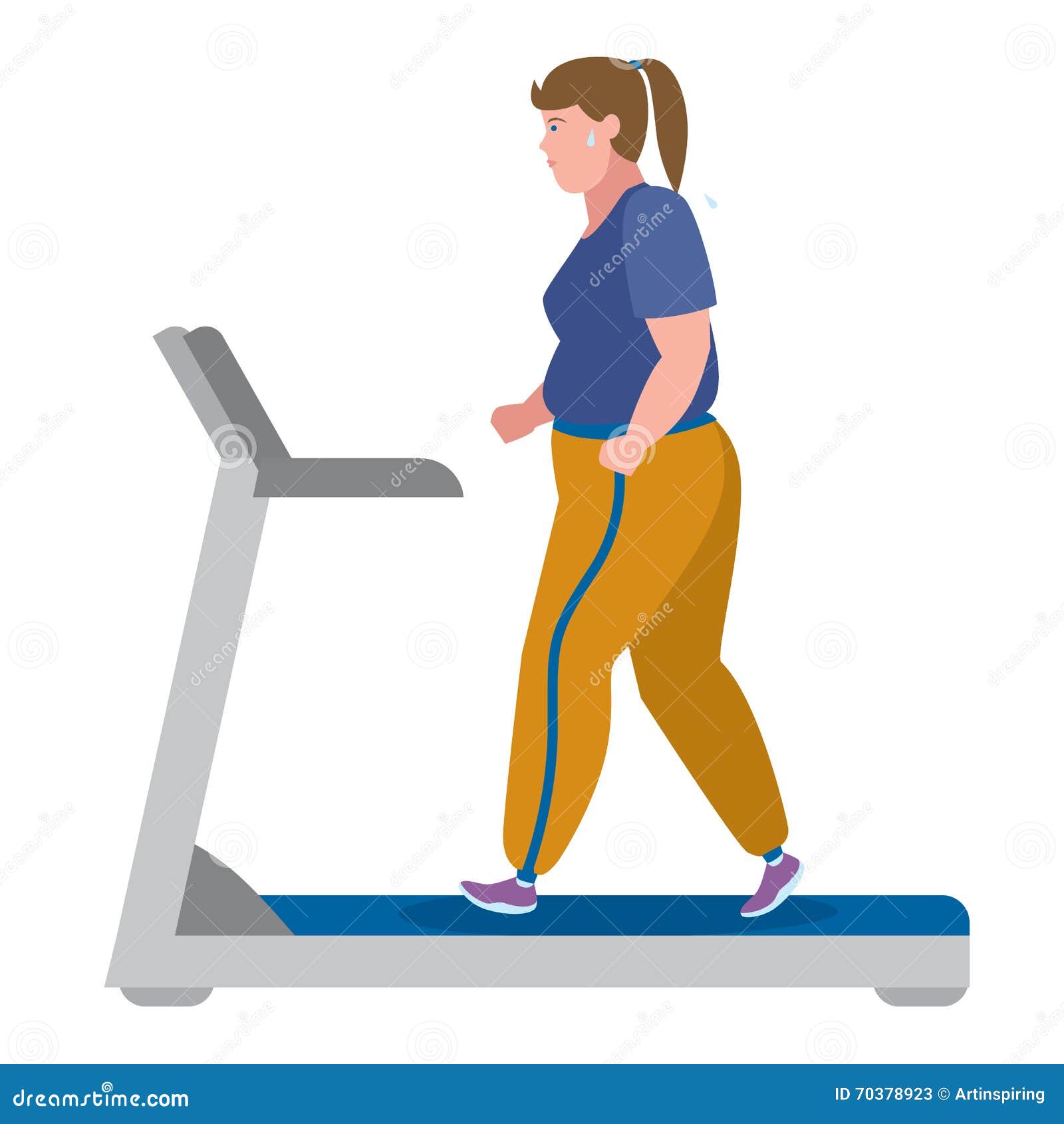 Girl Run On Treadmill Cartoon Vector Illustration | CartoonDealer.com ...