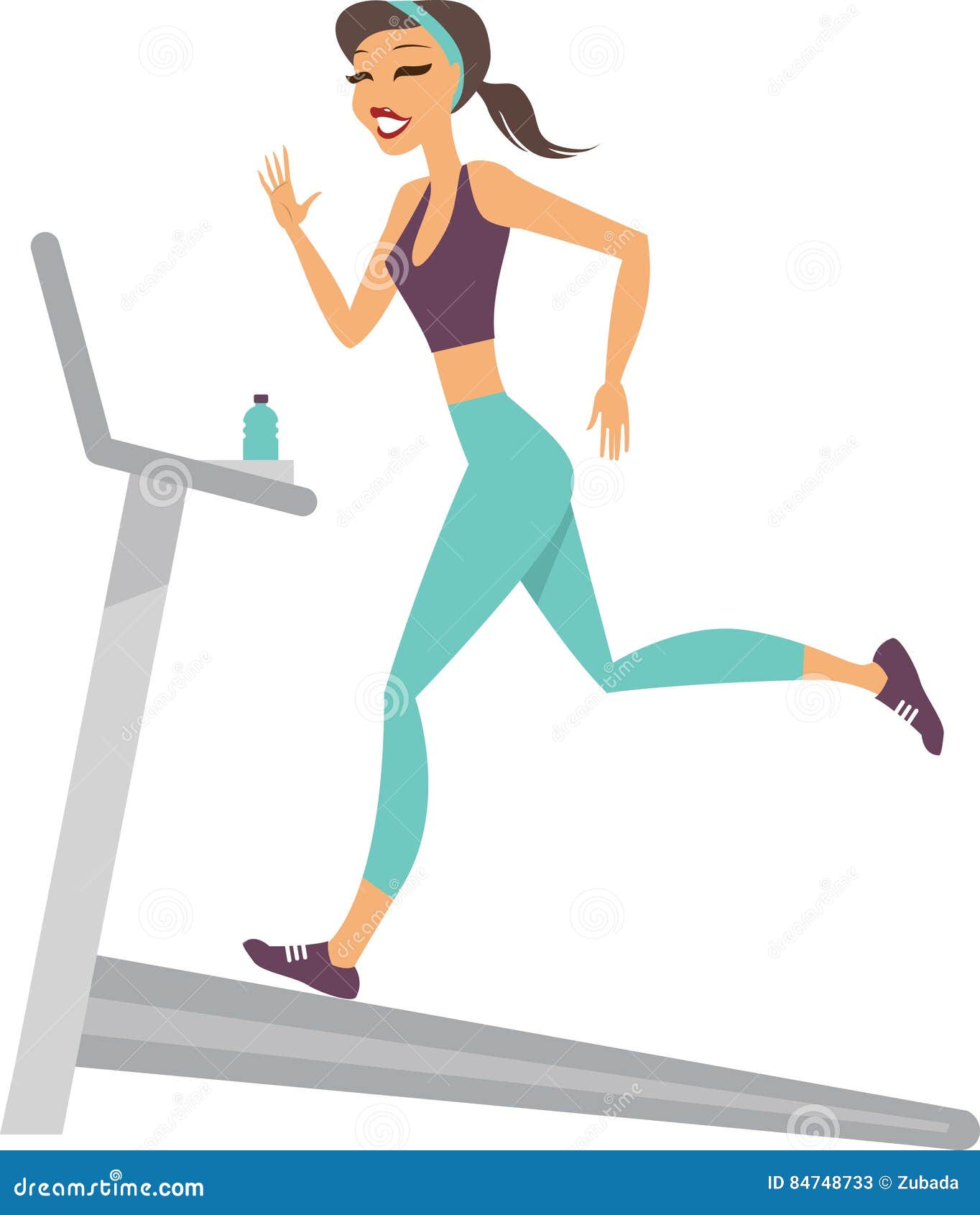 Girl Run On Treadmill Cartoon Vector Illustration | CartoonDealer.com ...