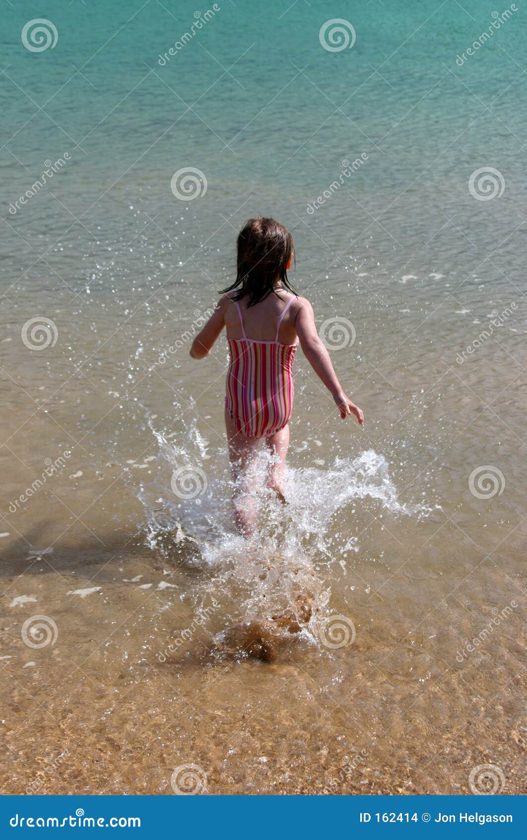 Girl Running into the Water Stock Photo - Image of white, sunny: 162414