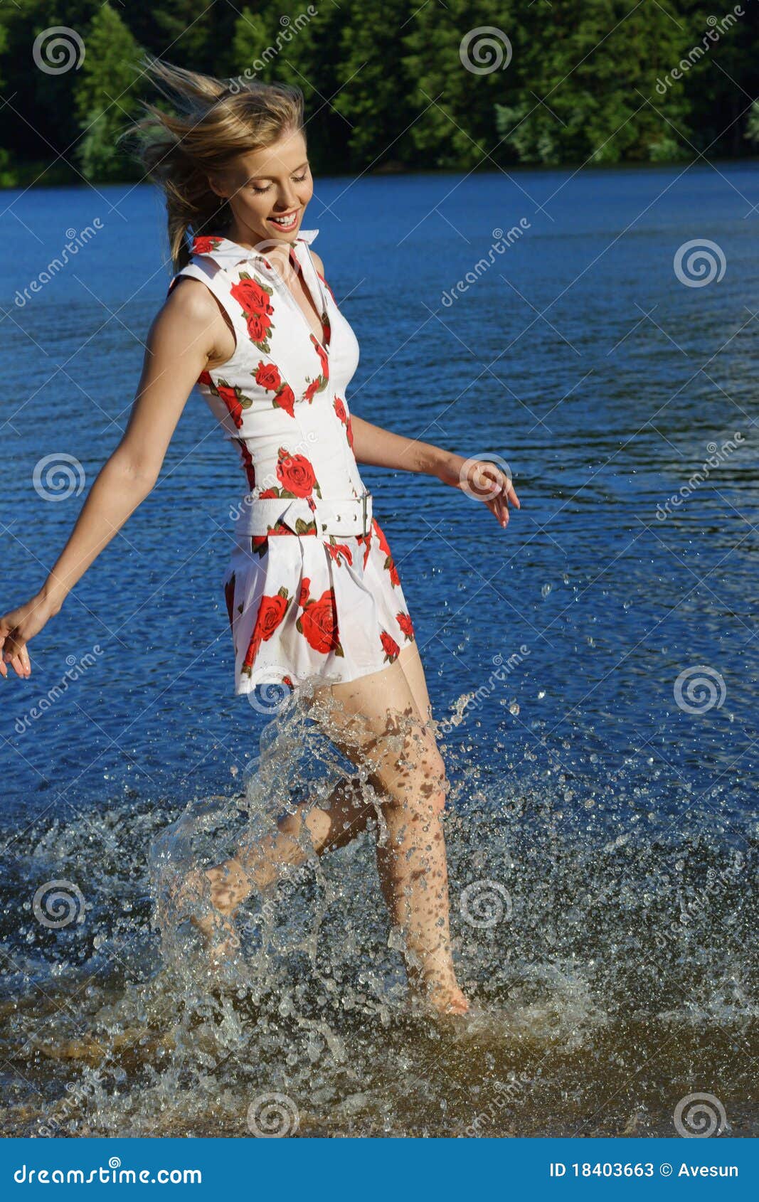 Girl running on water stock image. Image of drops, resting - 18403663