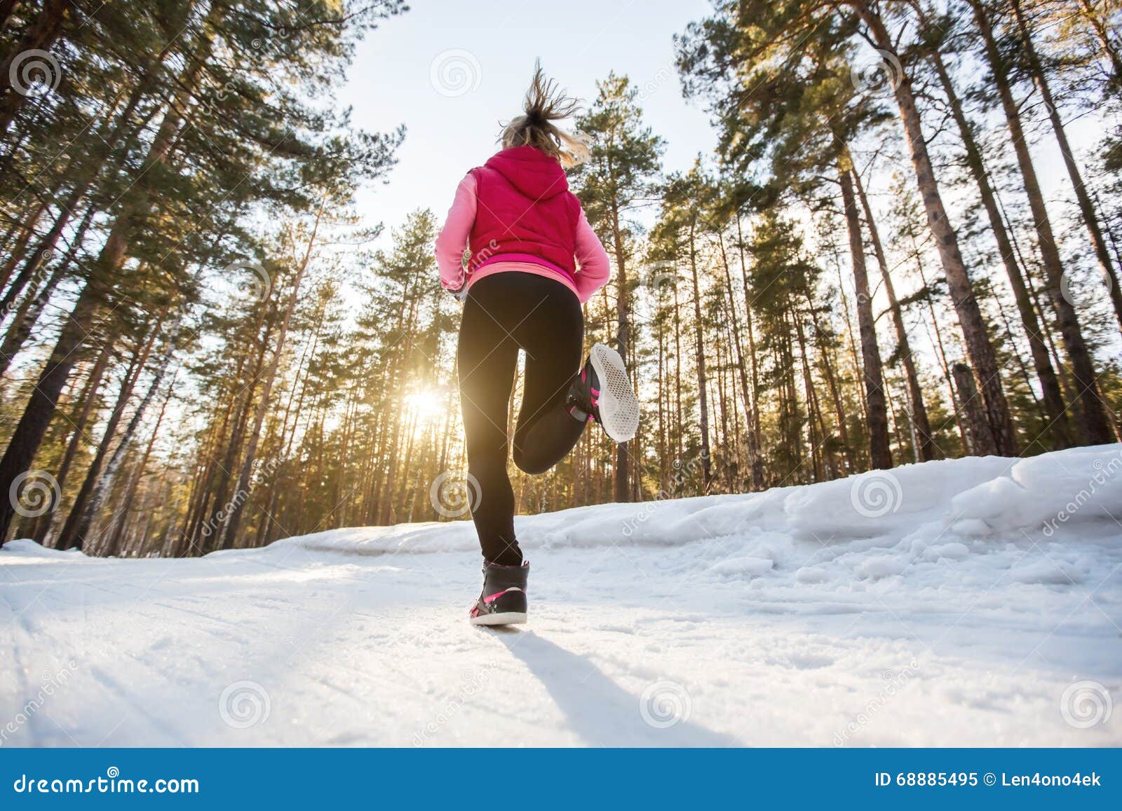 The Girl Running in Winter Park Stock Image - Image of active, girl ...