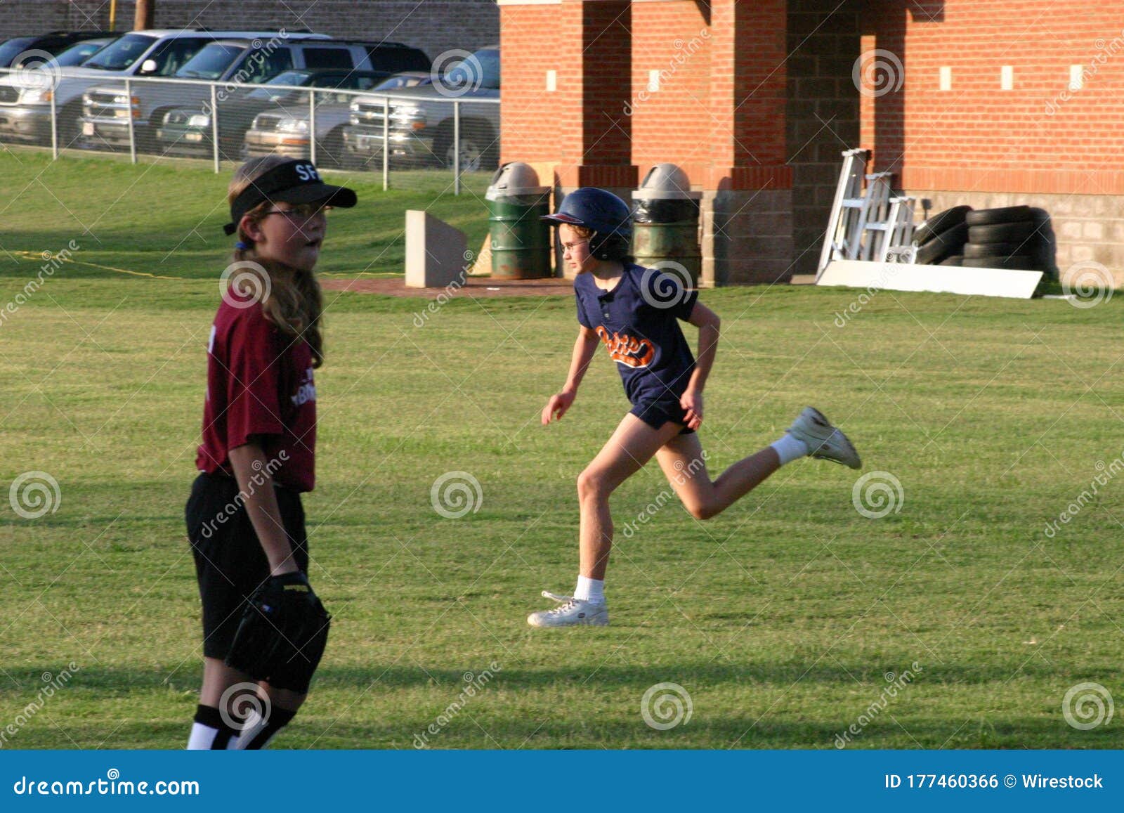 Girl runs bases editorial photo. Image of female, girls - 177460366