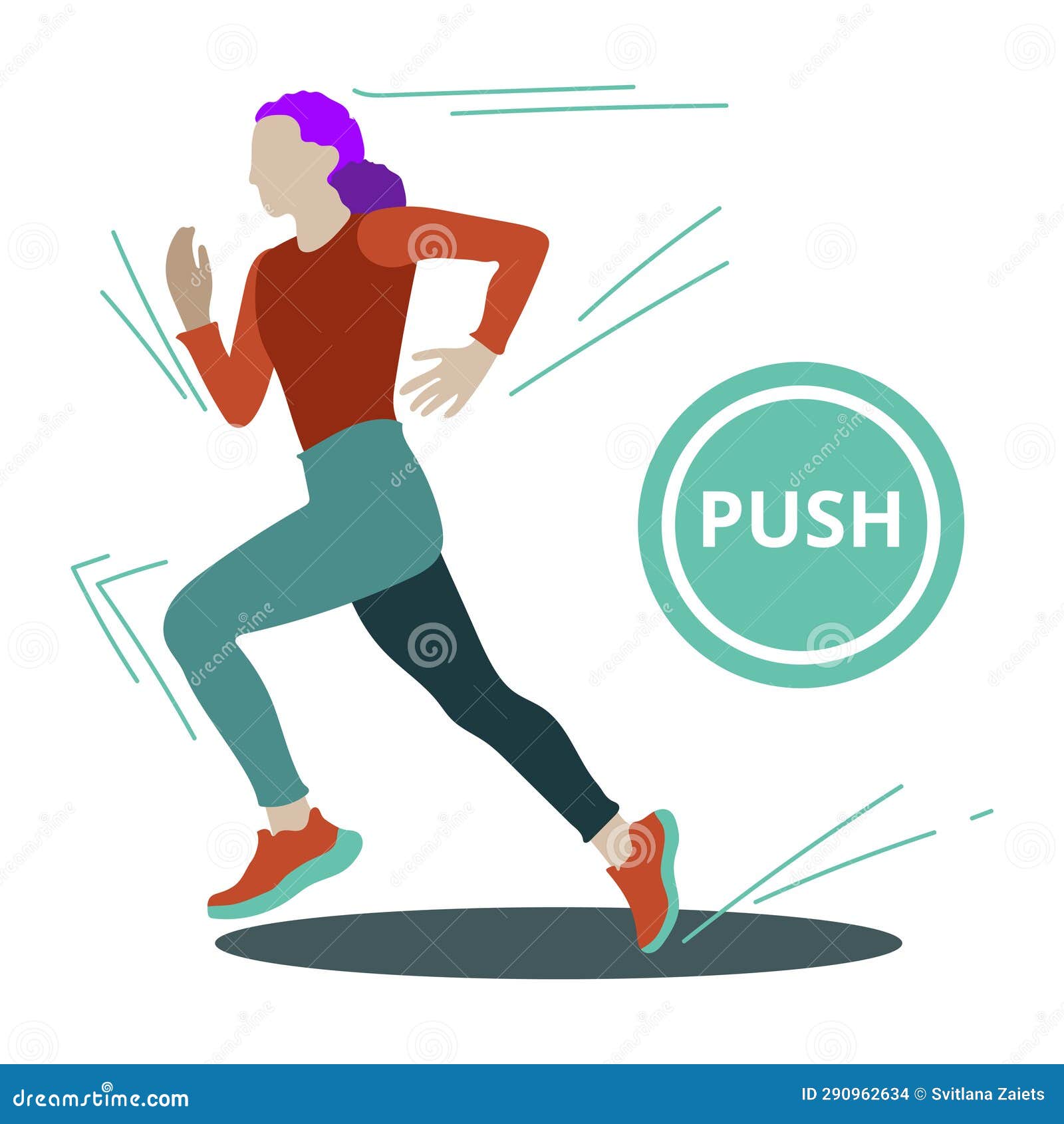 The Girl Runs Intensely. Push in Front Stock Illustration ...