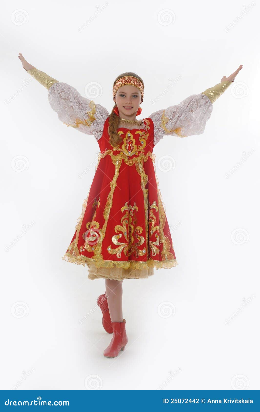 Girl in Russian Dancing Costume Stock Photo - Image of culture, black ...