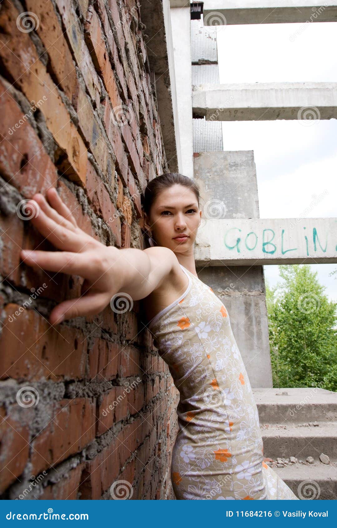 Girl in rusty building stock photo. Image of construction - 11684216