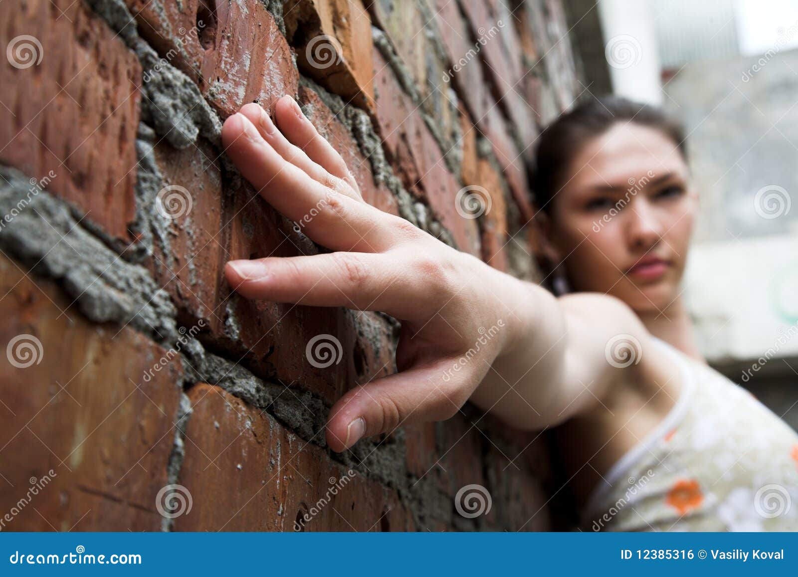 Girl in rusty building stock photo. Image of brunette - 12385316