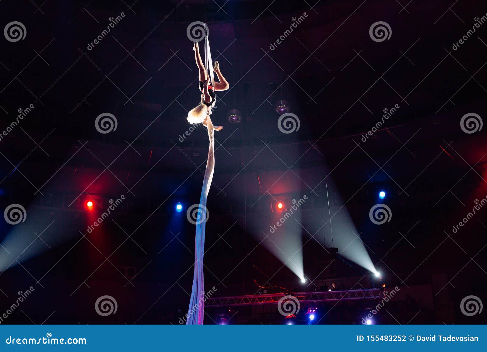 Girl`s Aerial Acrobatics in the Circus Ring. Stock Photo - Image of ...