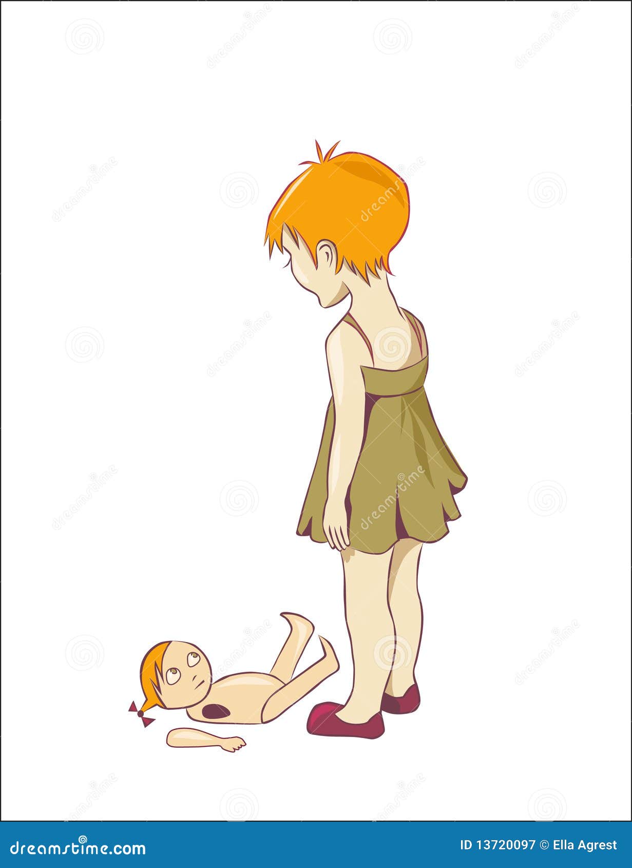 Girl s broken doll stock vector. Illustration of melancholy - 13720097