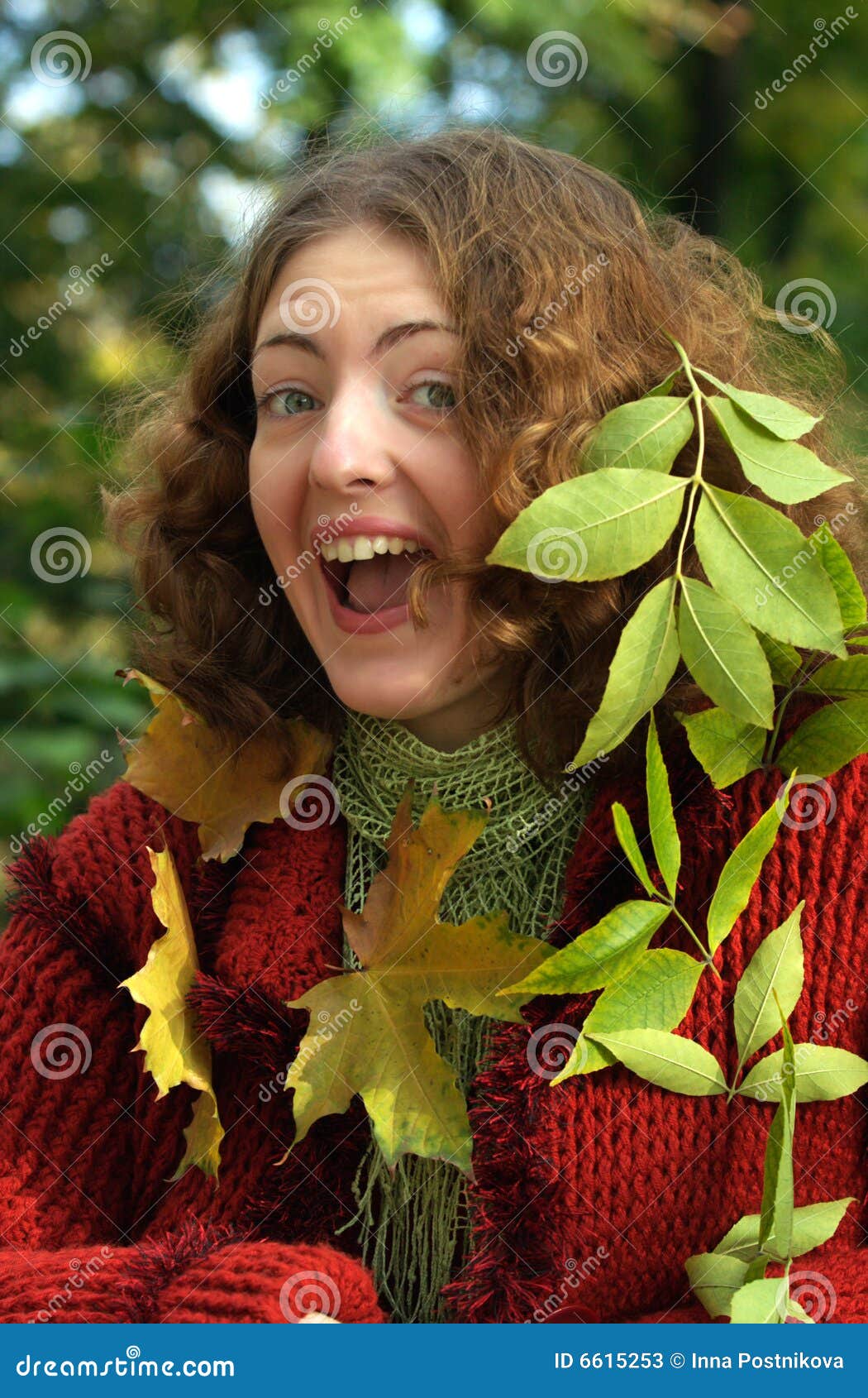 Funny Young Curly Girl Shows Crazy Emotions. Stock Image - Image of ...