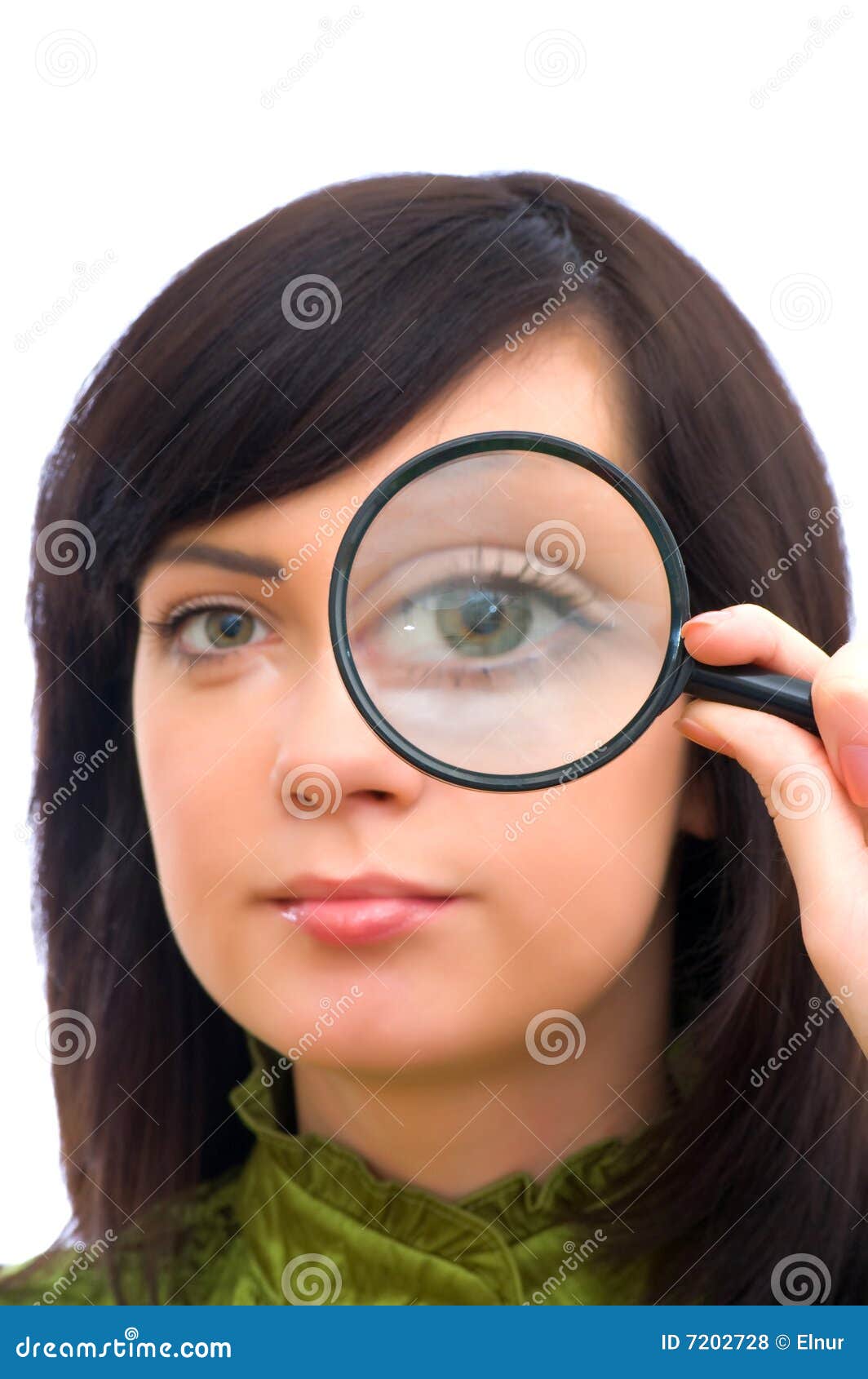 Girl s eye magnified stock photo. Image of hand, holding - 7202728