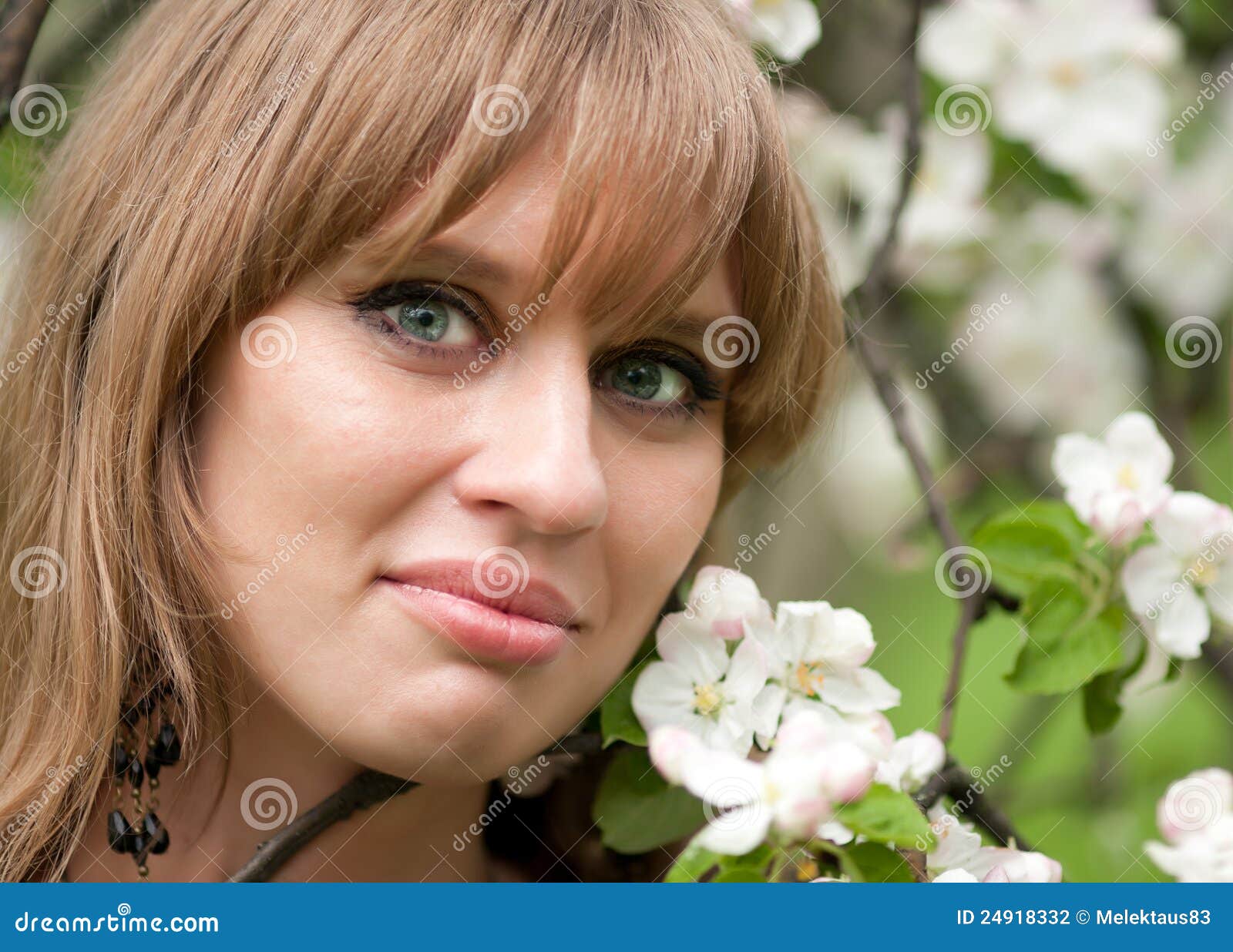 Girl S Face and Apple-tree Flowers Stock Photo - Image of women, nails ...