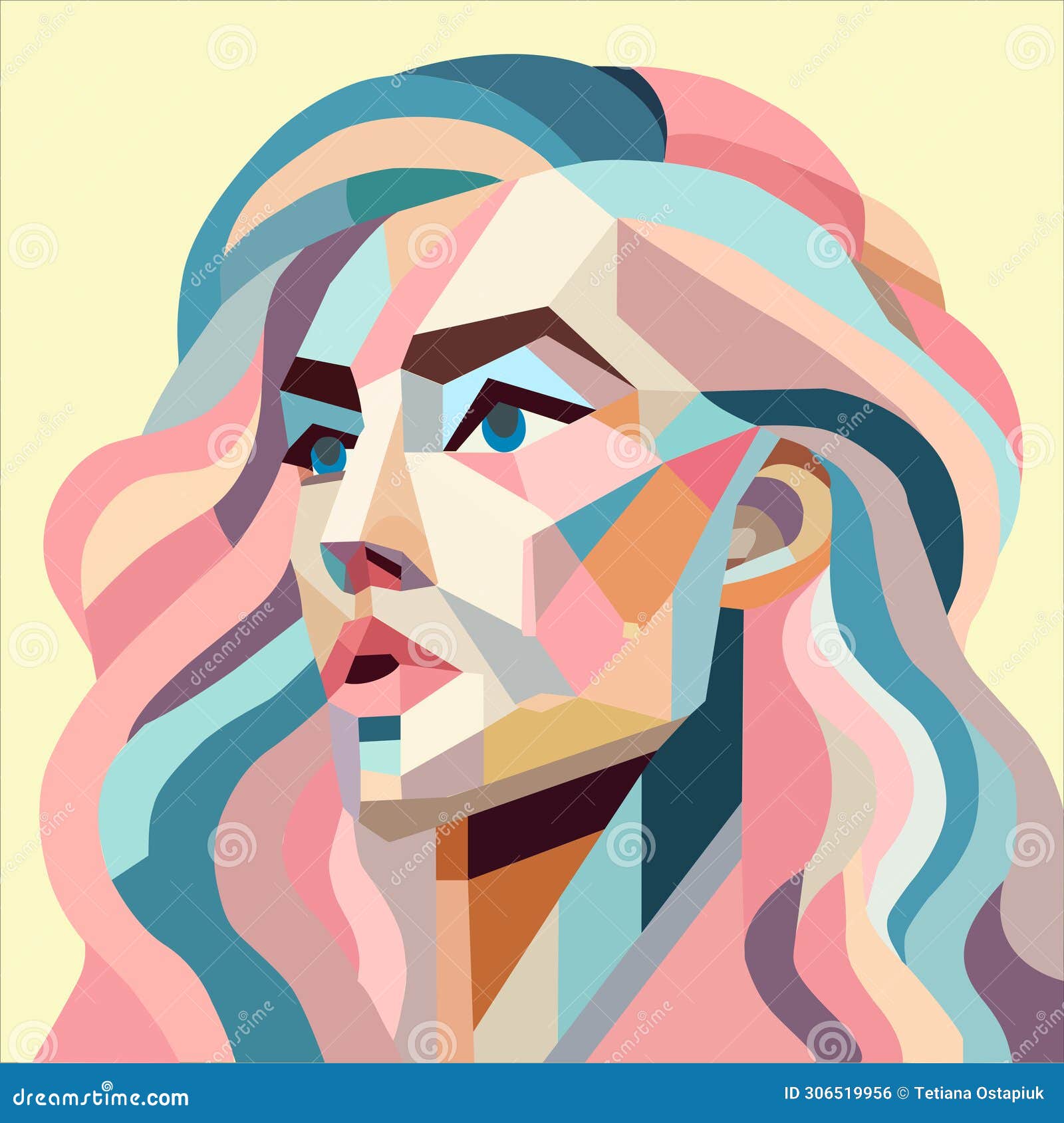 The Girl`s Face with a Determined Look Stock Illustration ...