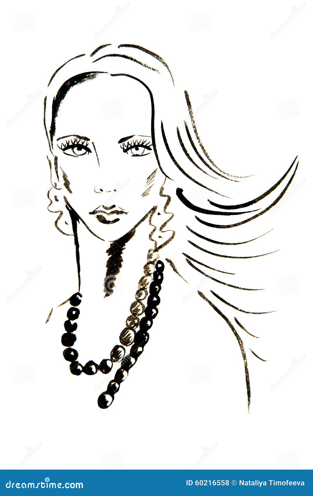 The Girl S Face Drawn with Ink Stock Illustration - Illustration of ...