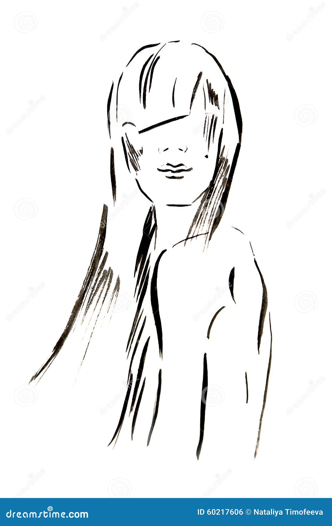 The Girl S Face Drawn with Ink Stock Illustration - Illustration of ...