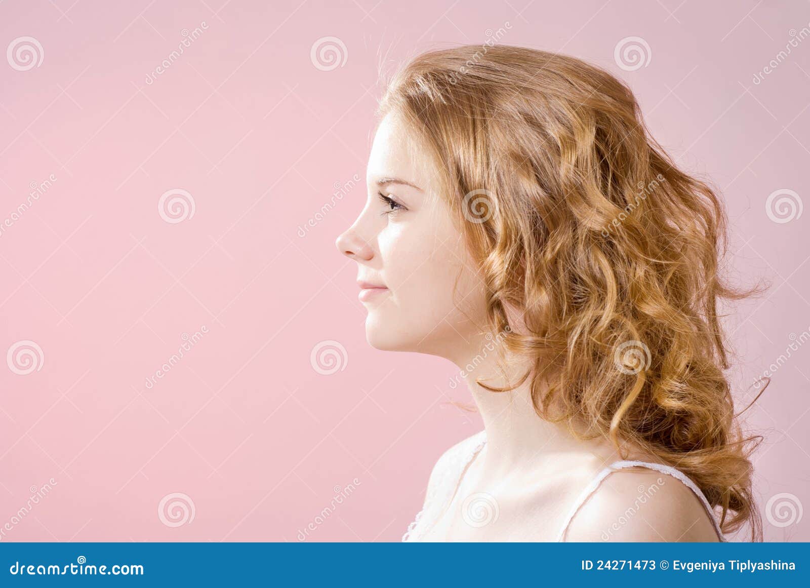 The girl s face in profile stock image. Image of cheerful - 24271473