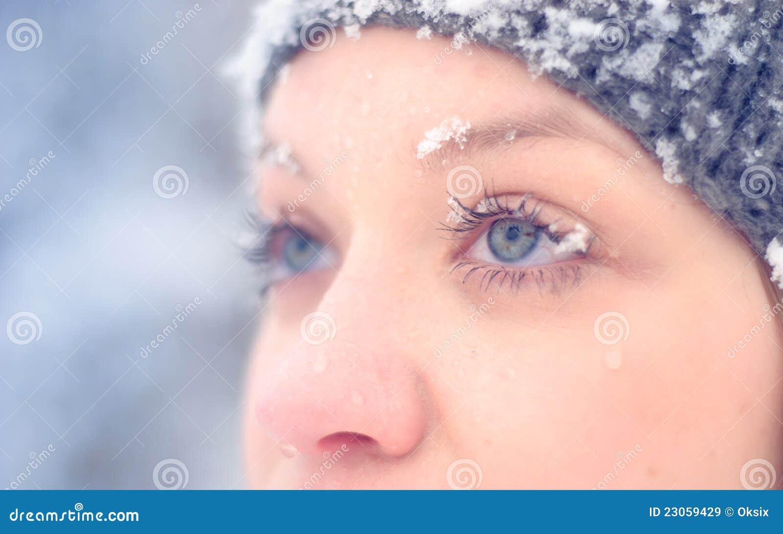 Girl s face in snow stock image. Image of caucasian, christmas - 23059429